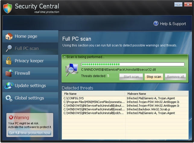 Security Central Removal - RemoveVirus.org